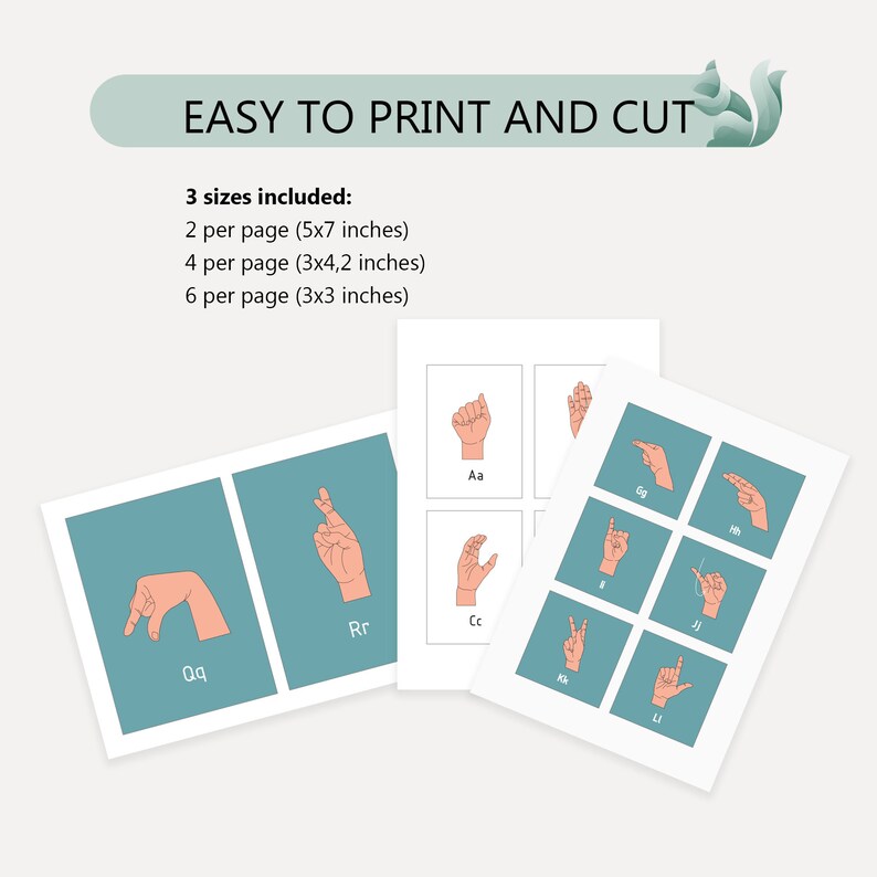 ASL Alphabet Hand Signals, American Sign Language ABC Cards, Montessori ...