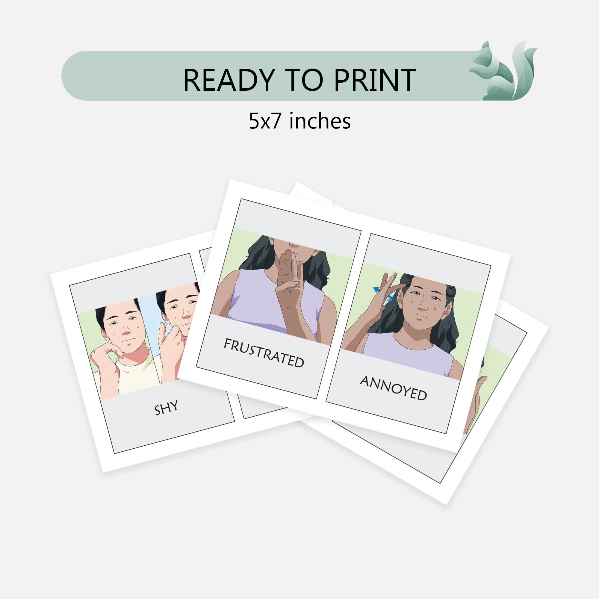 Feelings Flashcards in ASL, American Sign Language Emotions Cards ...