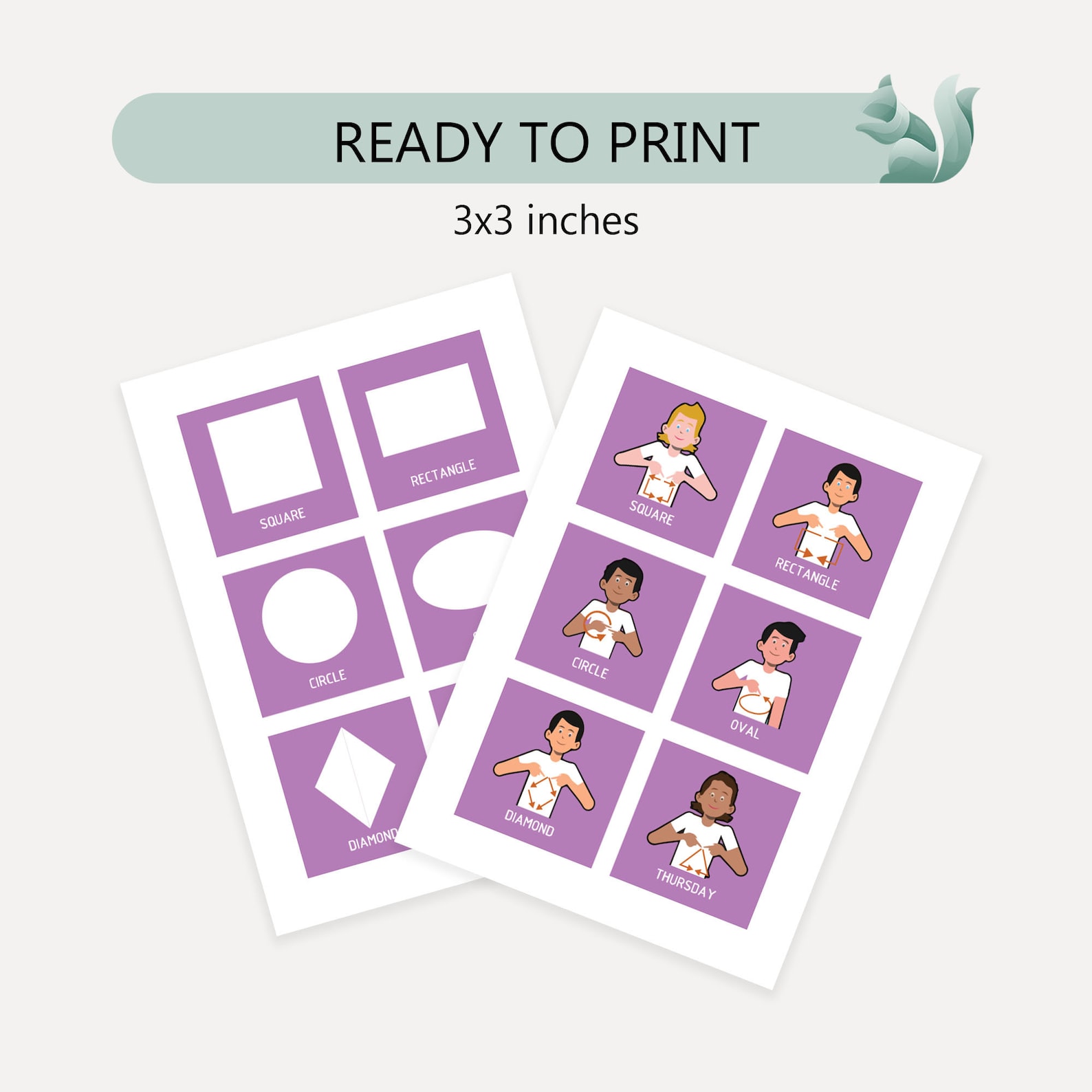 SHAPES in Baby Sign Language, Sign Language Shapes Flashcards, American ...