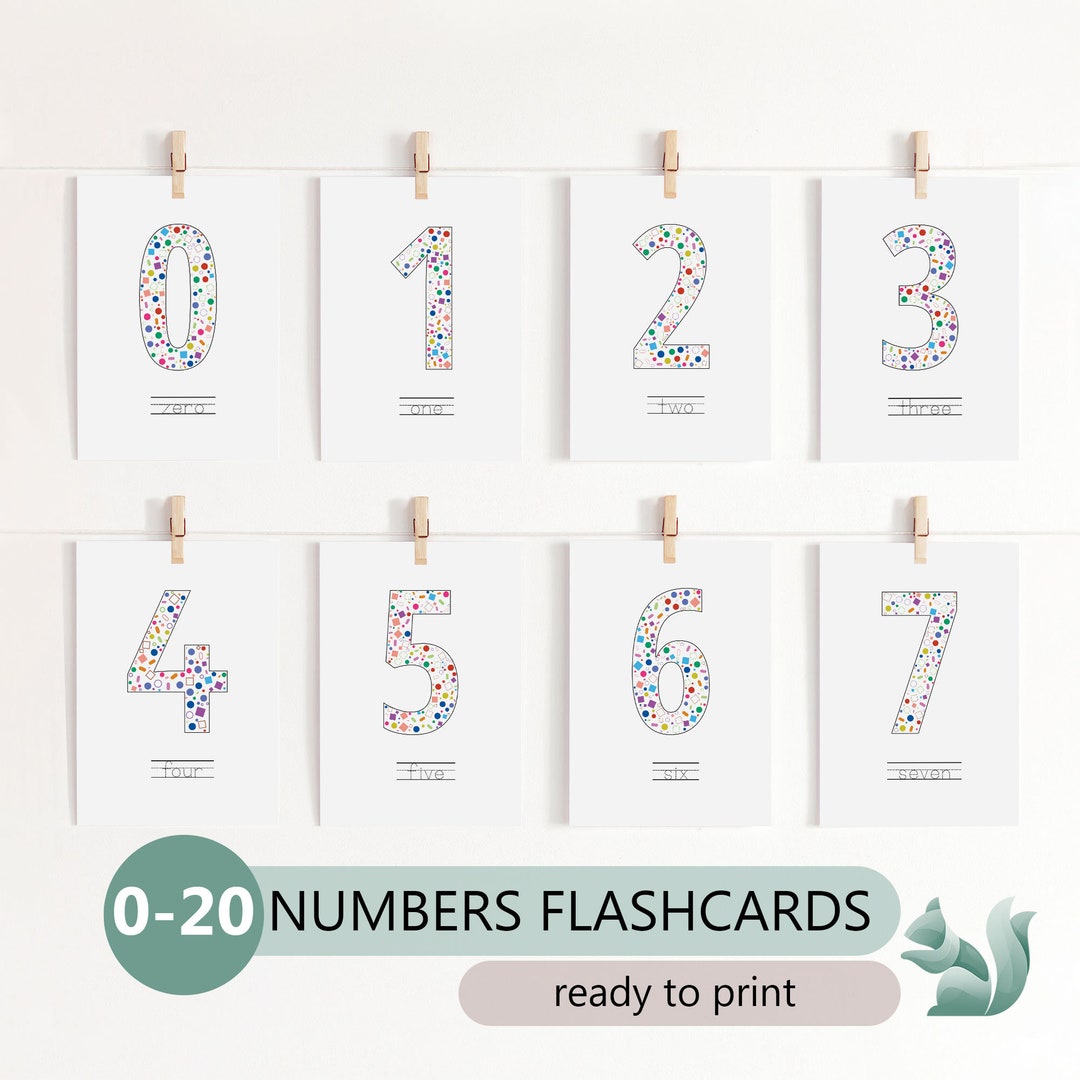 Learning Numbers Flashcards 0-20 Montessori Preschool - Etsy Canada