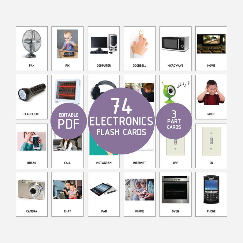 Electronics Flashcards, Toddler Learning, Homeschool Resource (digital ...