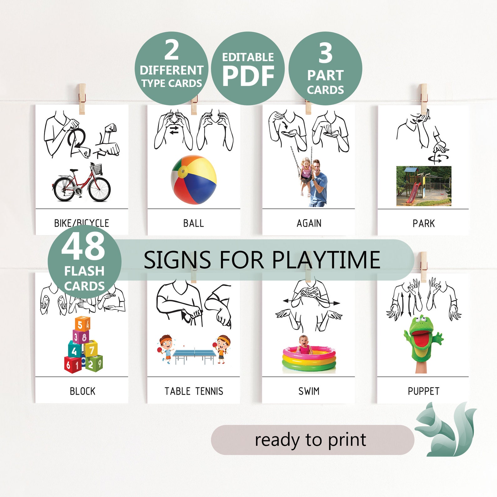ASL PLAYTIME Sign Language Flash Cards, American Sign Language Playtime ...