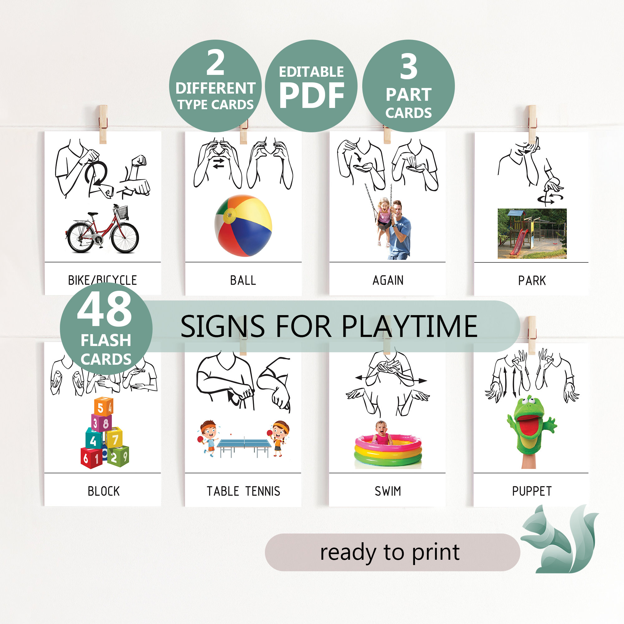 ASL PLAYTIME Sign Language Flash Cards, American Sign Language Playtime ...