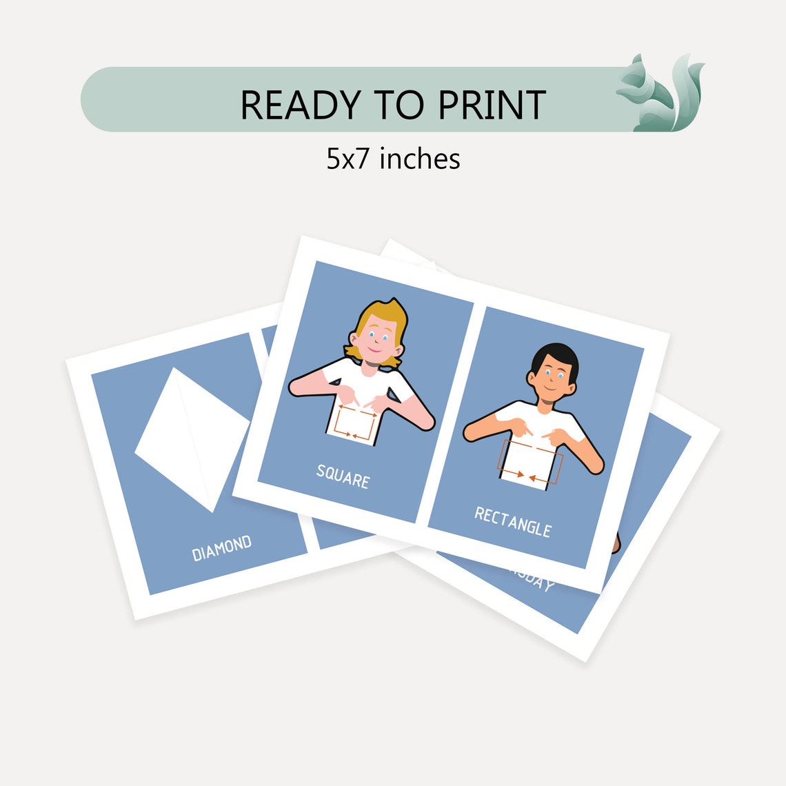 ASL Shapes Flash Cards, American Sign Language, Montessori Cards ...
