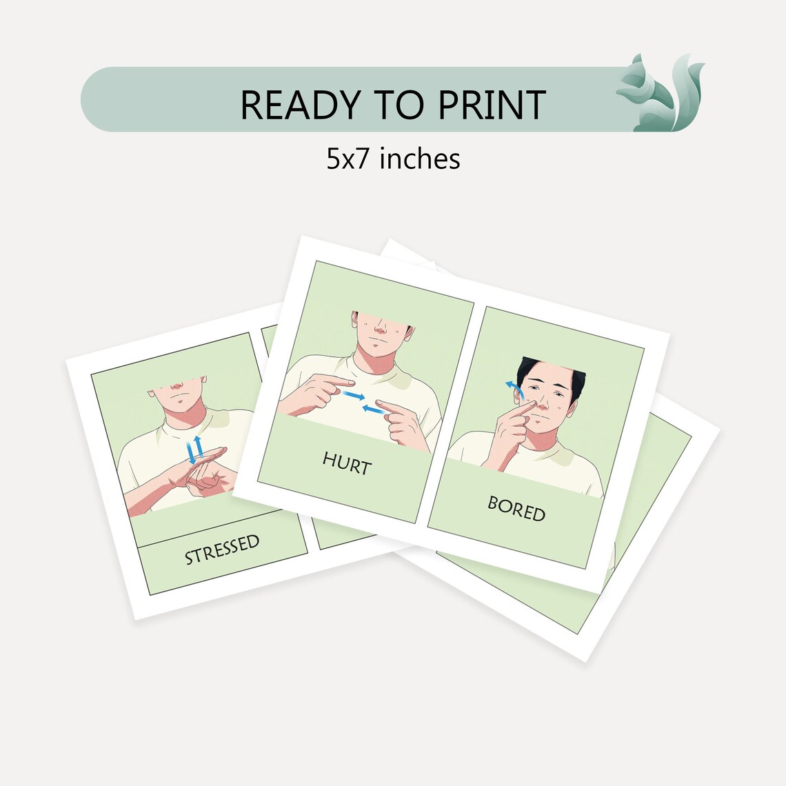 ASL Feelings Cards, American Sign Language Emotions Charts, Therapy ...