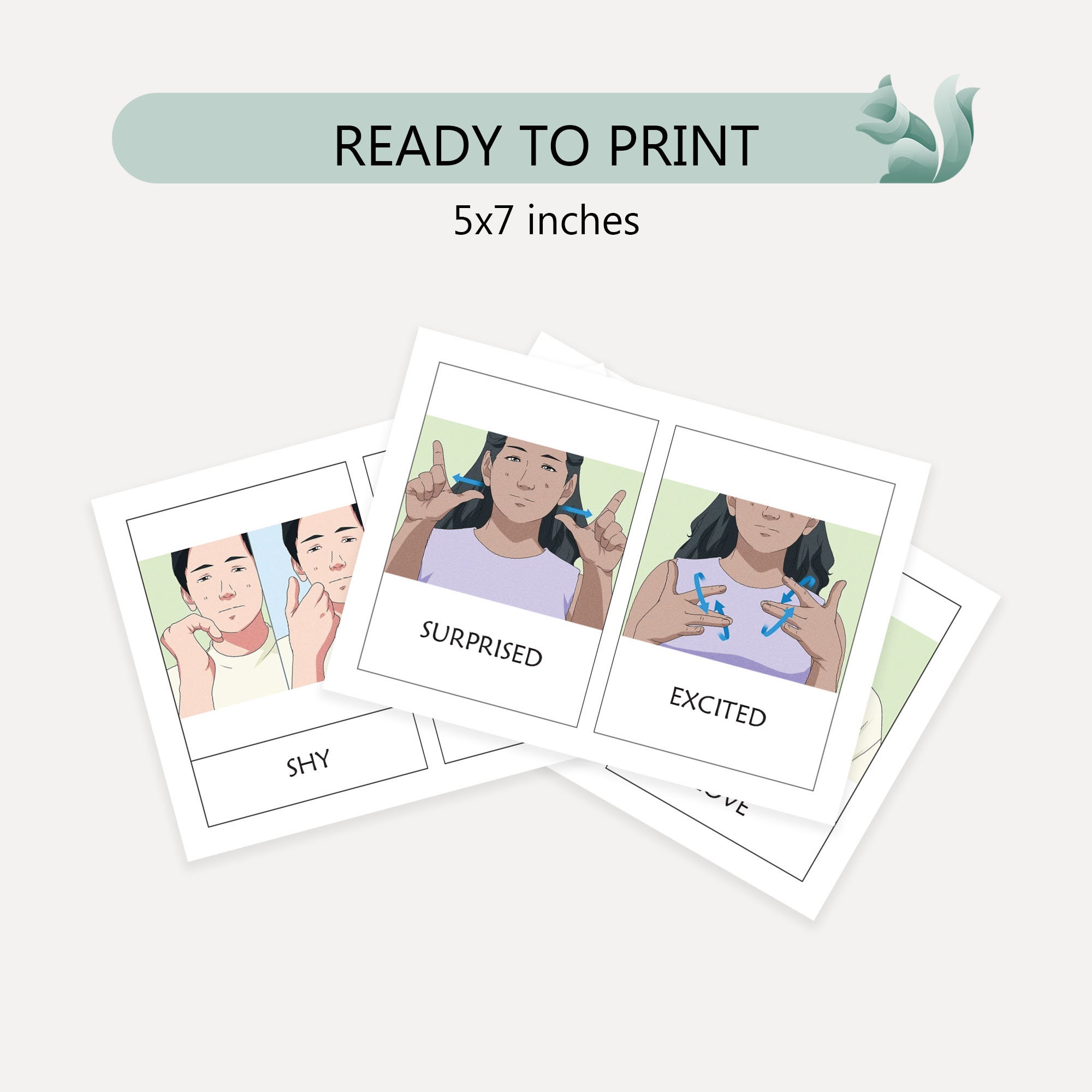 ASL Emotion Flashcards, American Sign Language Feelings Cards, Therapy ...