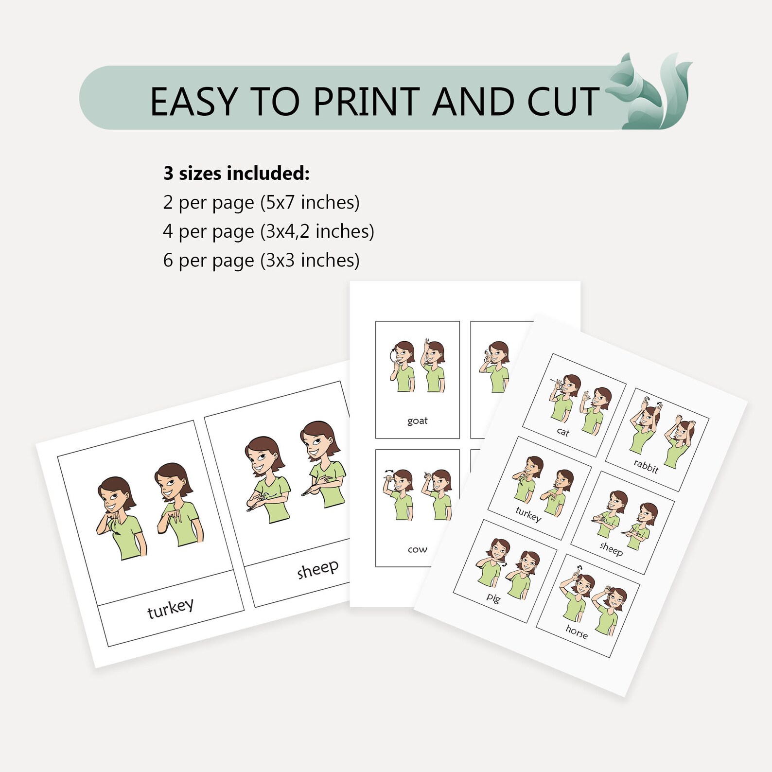 Farm Animals Sign Language American Sign Language Animals - Etsy