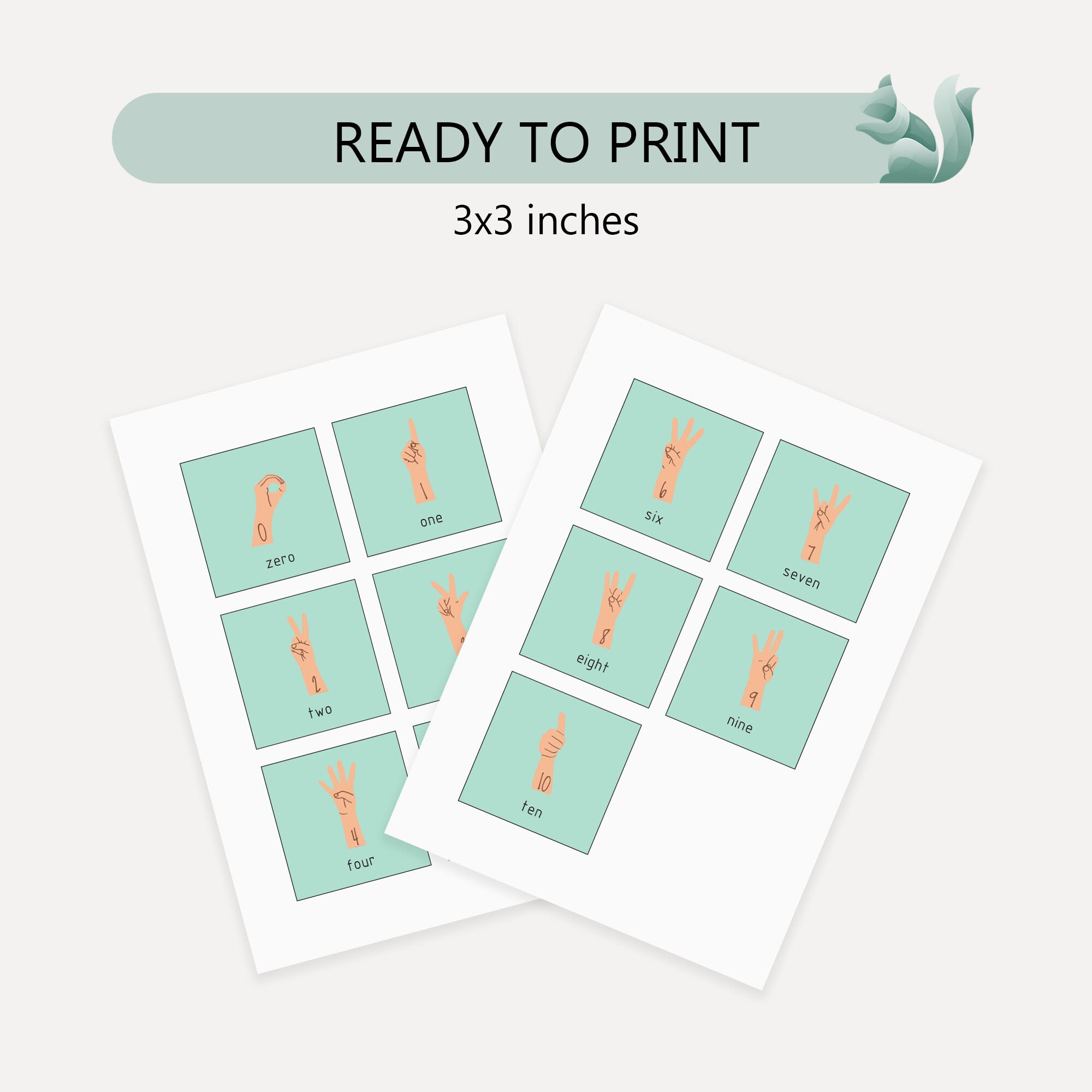 American Sign Language Numbers Flashcards 0-10 for Learning, ASL ...