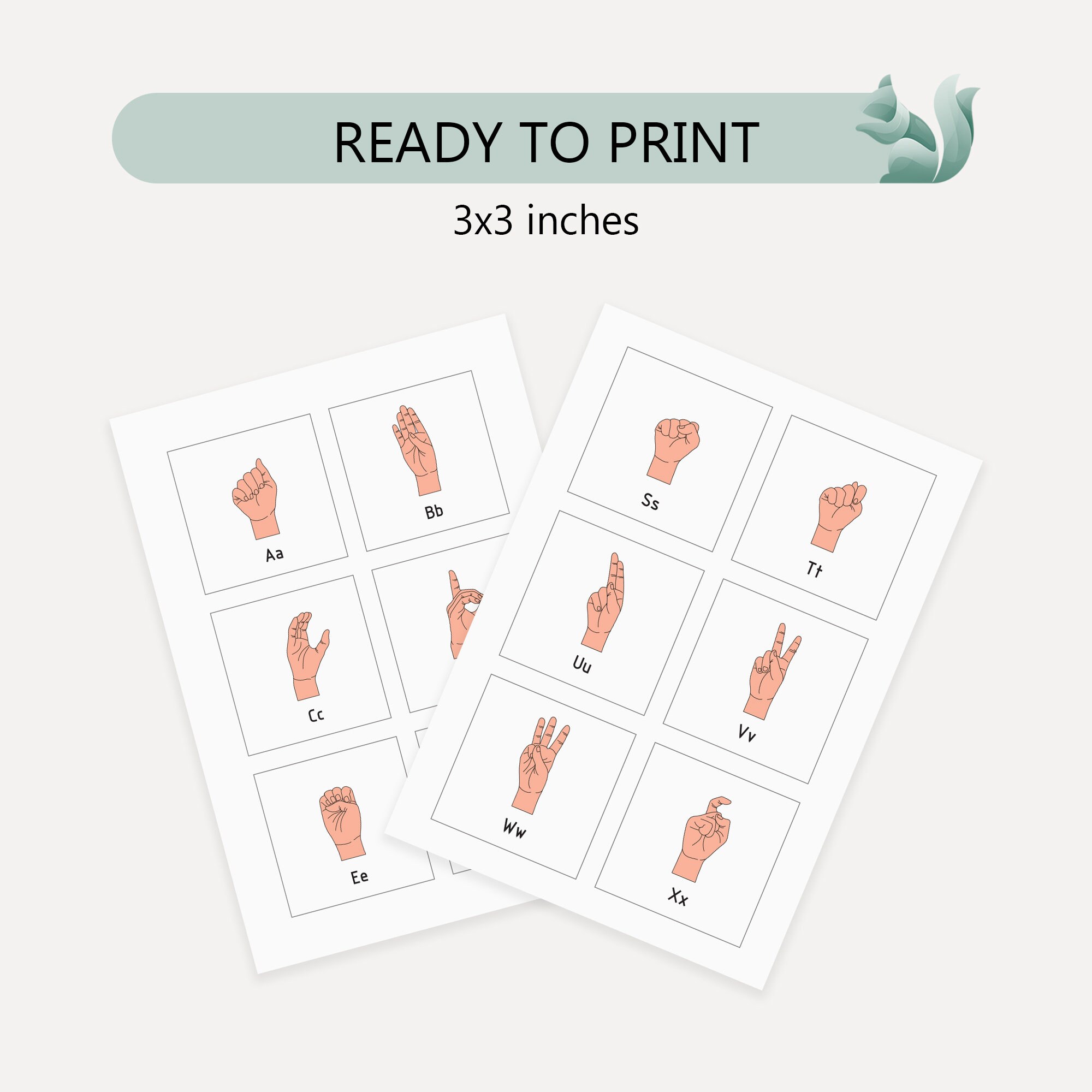 ABC Sign Language Flash Cards, American Sign Language Alphabet Cards ...