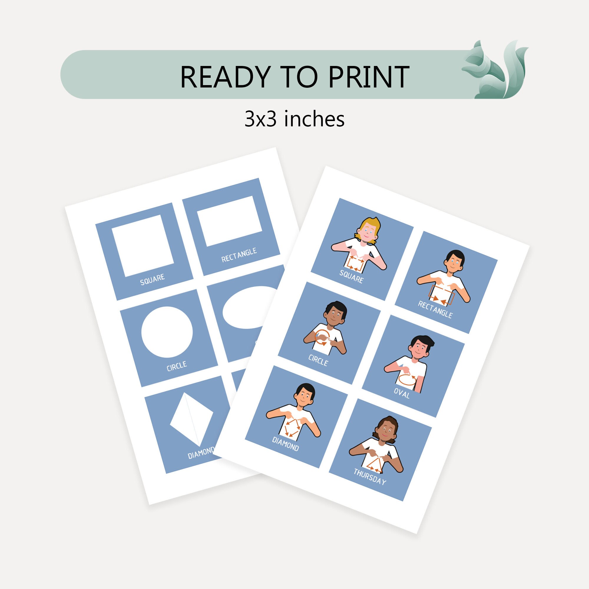 ASL SHAPES Flash Cards, American Sign Language 14 Shapes Flashcards ...