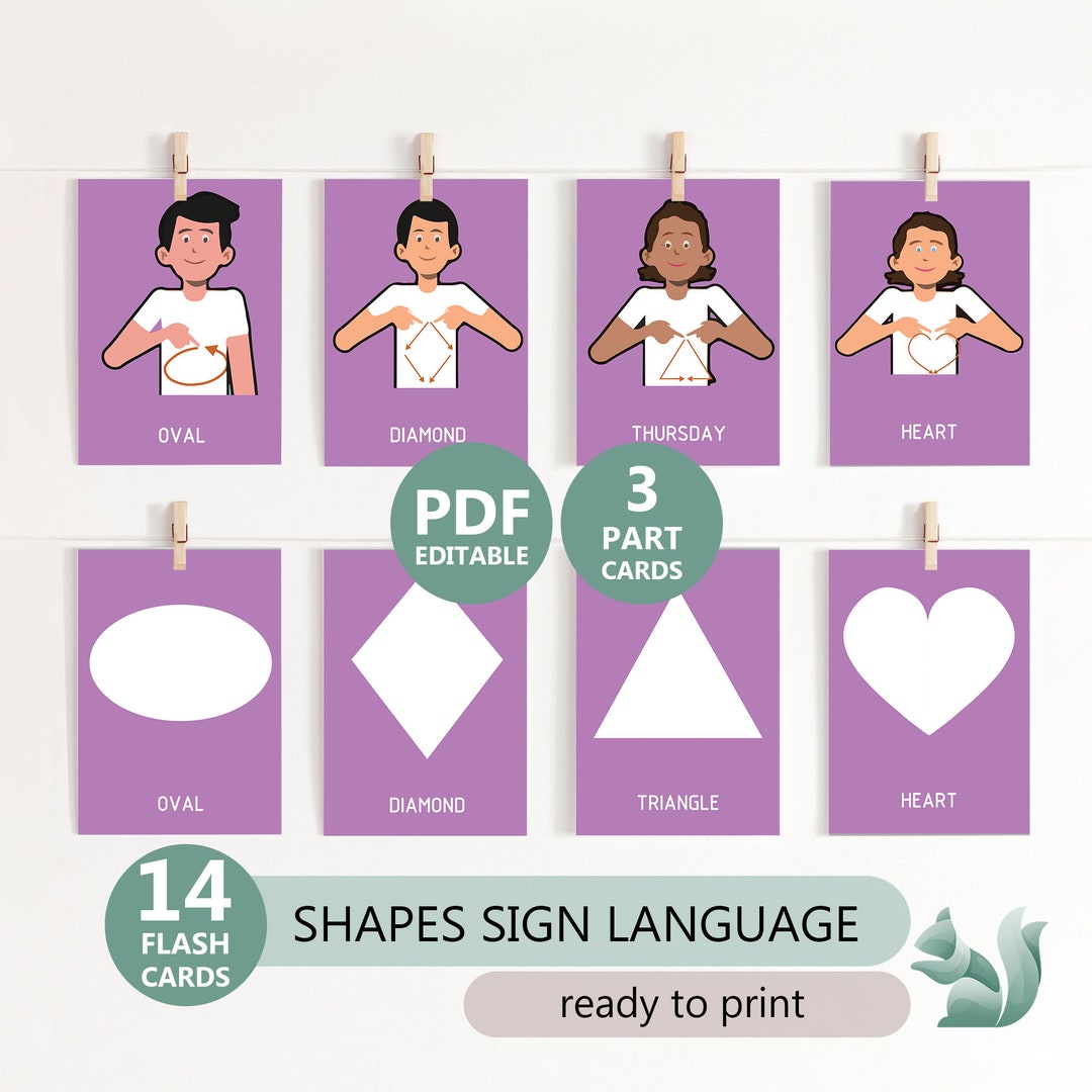 SHAPES in Baby Sign Language, Sign Language Shapes Flashcards, American ...