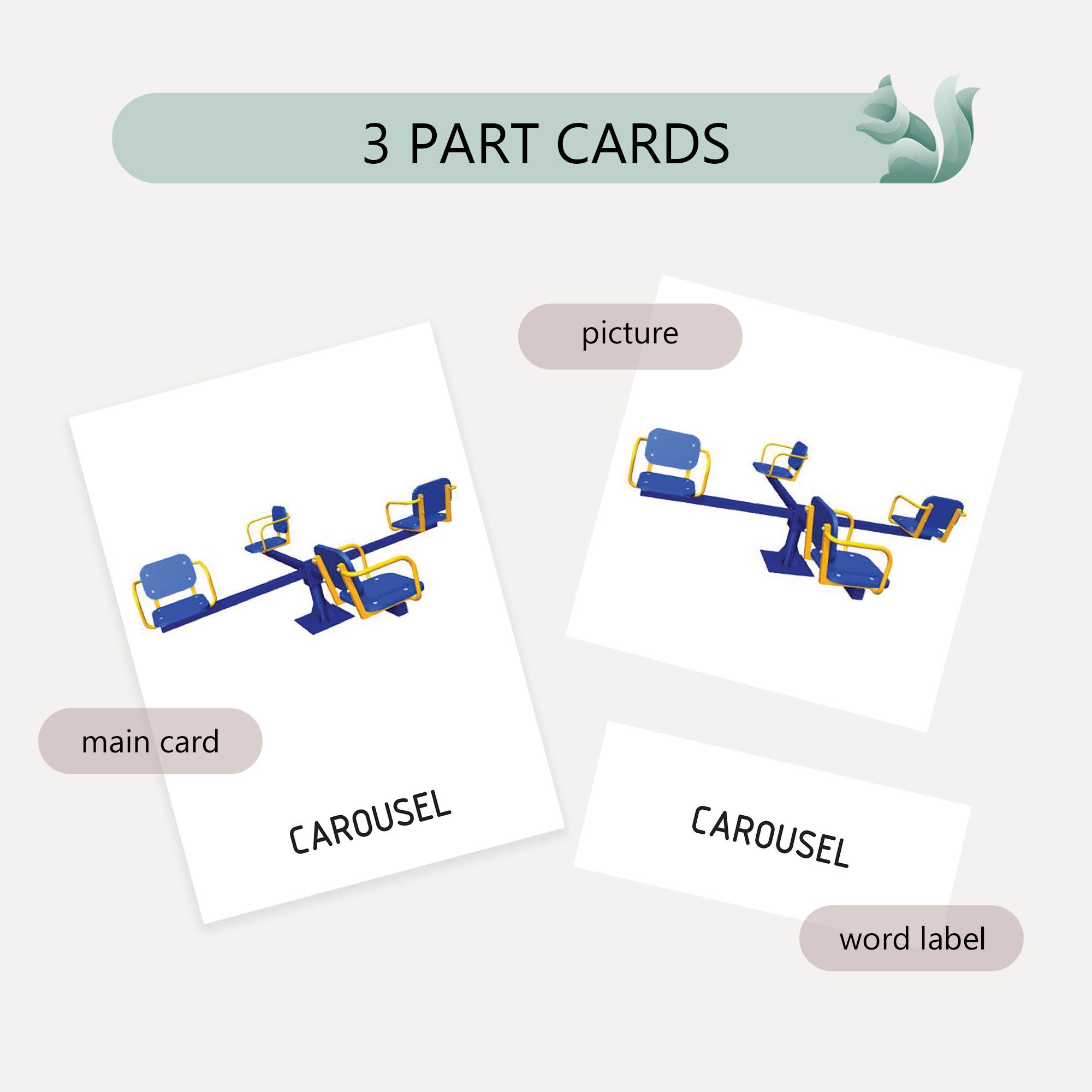 PLAYGROUND Real Images - 13 Printable Flash Cards, Montessori and ...