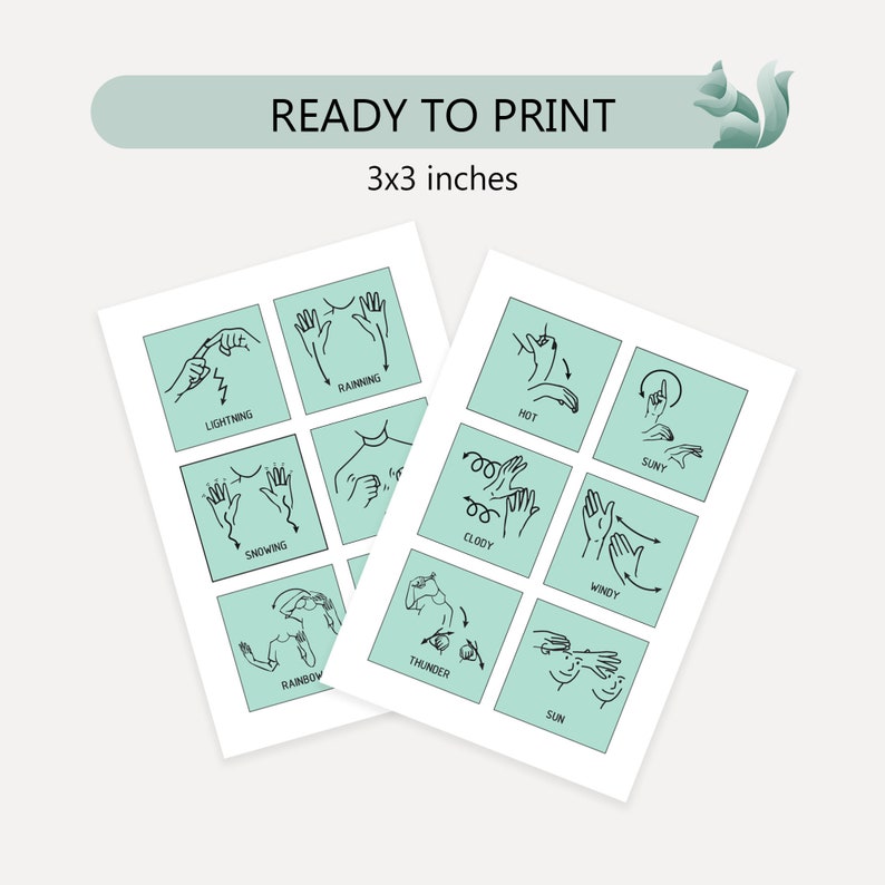 ASL WEATHER & SEASONS Flashcards, Baby Sign Language Weather Flashcards ...