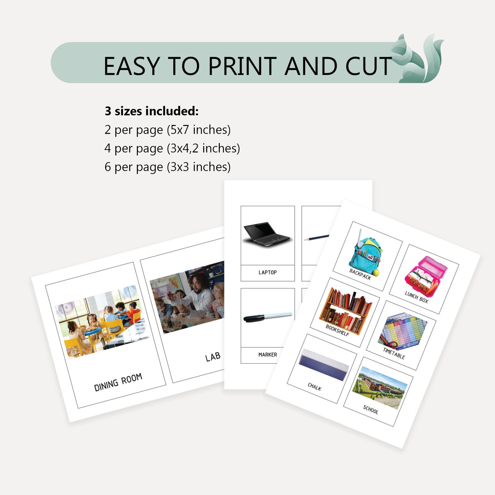 SCHOOL OBJECTS With Real Images - 53 Editable School Flash Cards ...