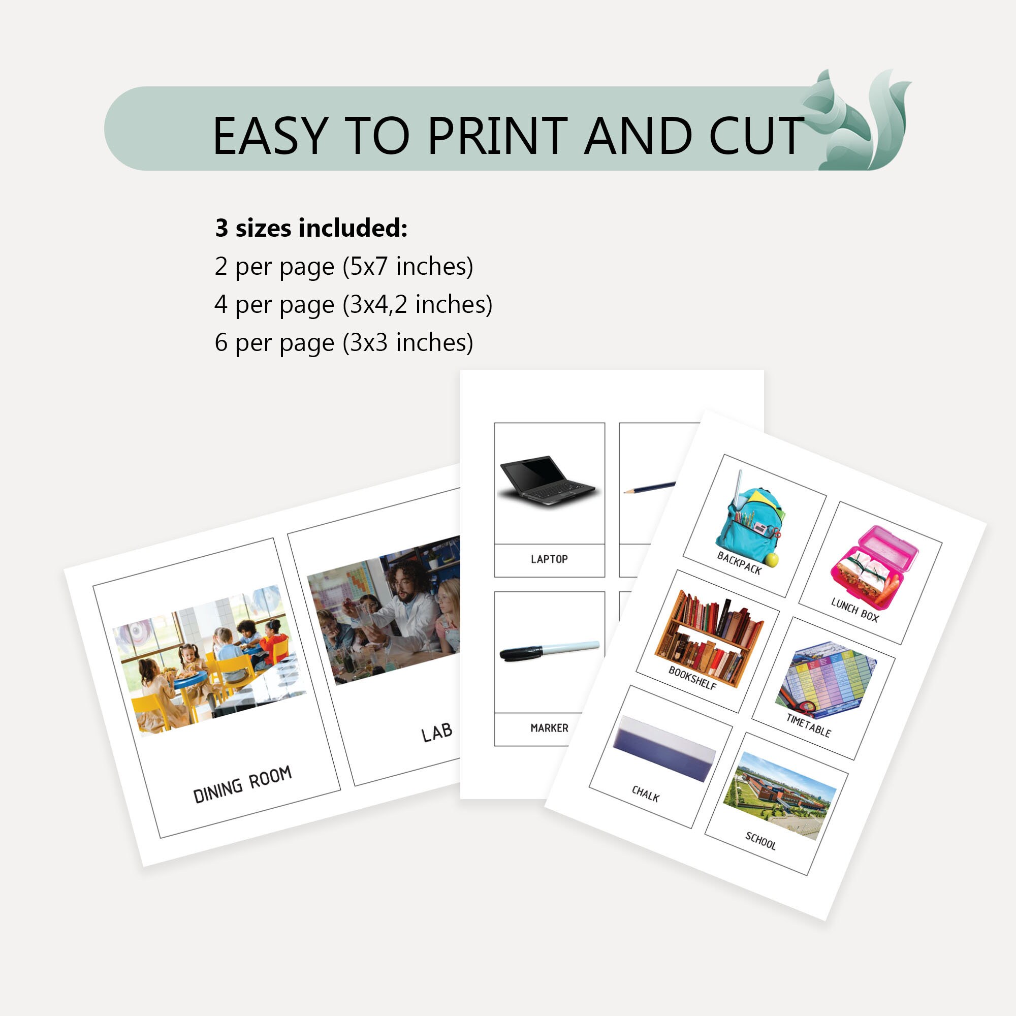 SCHOOL OBJECTS With Real Images - 53 Editable School Flash Cards ...