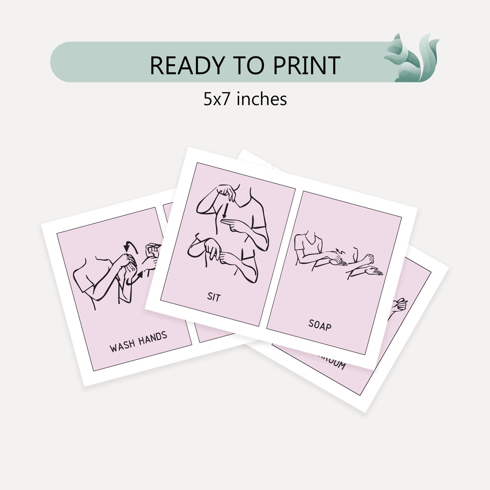 BATHROOM Sign Language Flashcards, American Sign Language Bedtime Words ...