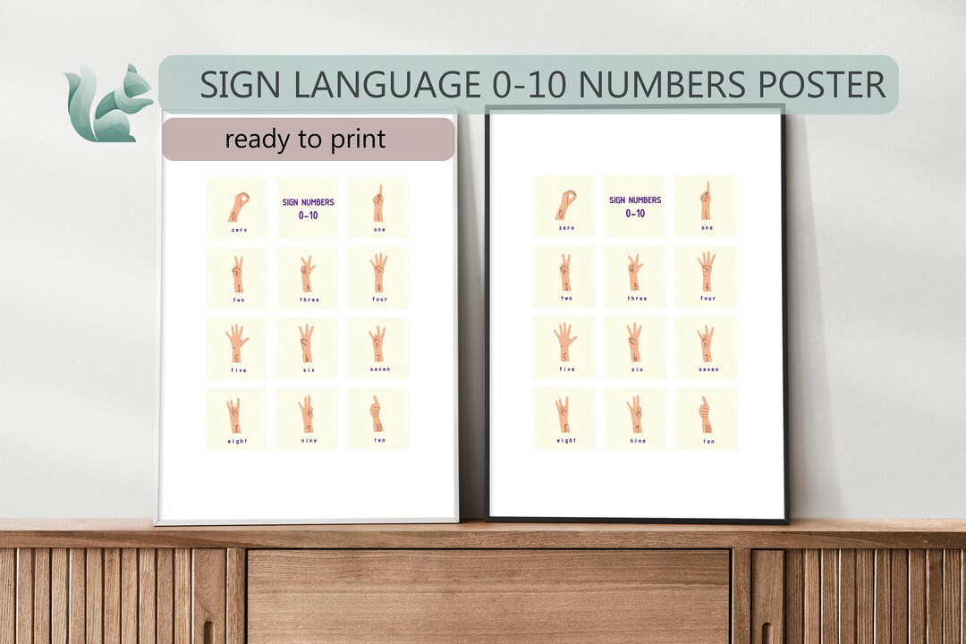 American Sign Language Numbers Printable Wall Art 0-10 Sign - Etsy