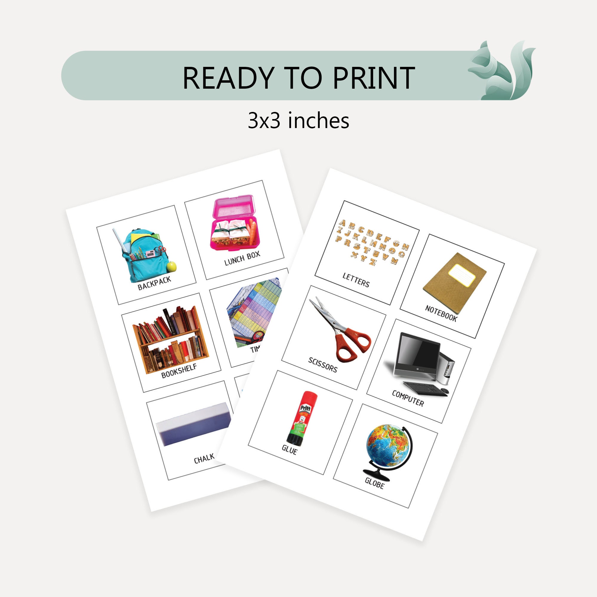 SCHOOL OBJECTS With Real Images - 53 Editable School Flash Cards ...