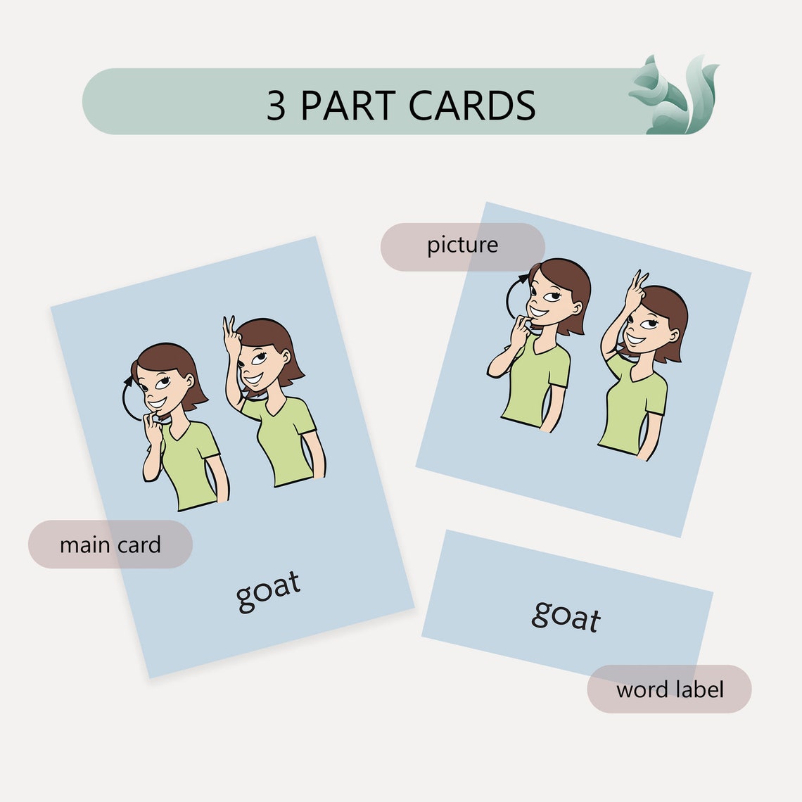 Domestic Animals Sign Language Flashcards, American Sign Language Farm ...