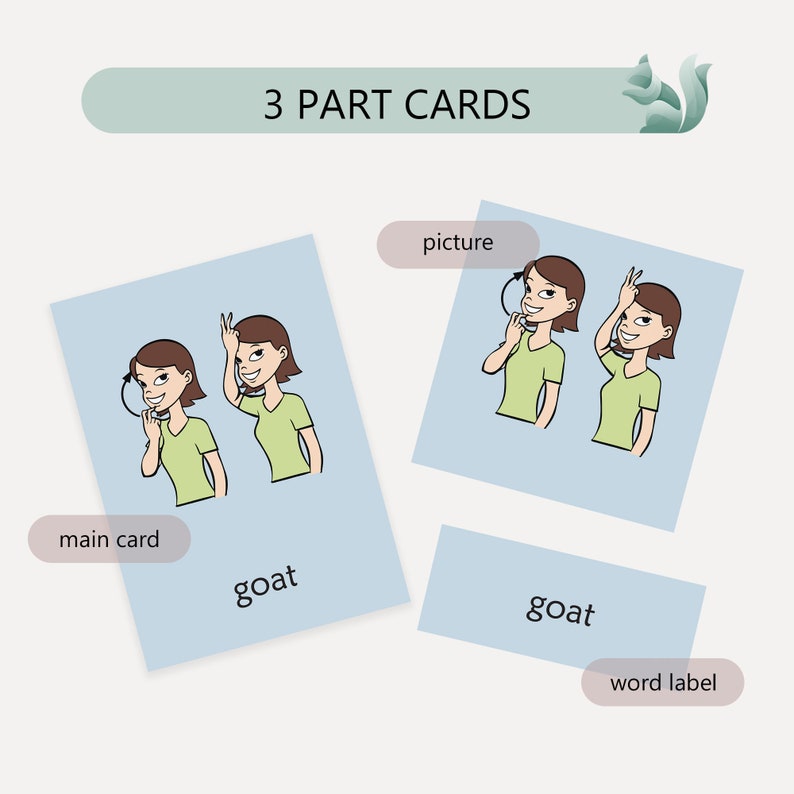 Domestic Animals Sign Language Flashcards, American Sign Language Farm ...