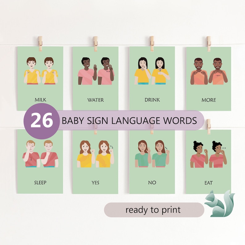 Baby Sign Language Flashcards, ASL Baby Words Chart (digital Download ...