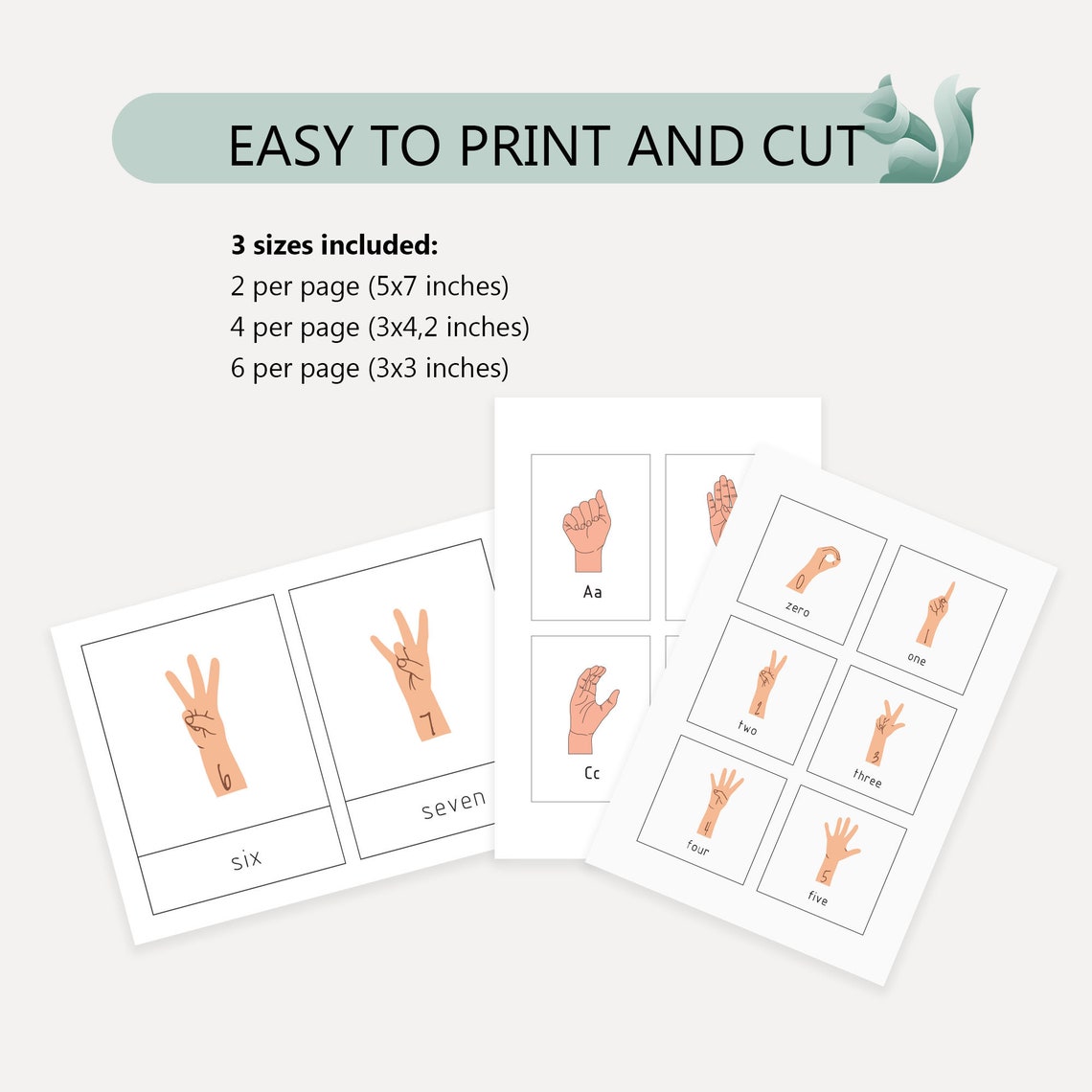 ASL Alphabet - Numbers Flashcards Set of 2, American Sign Language ABC ...