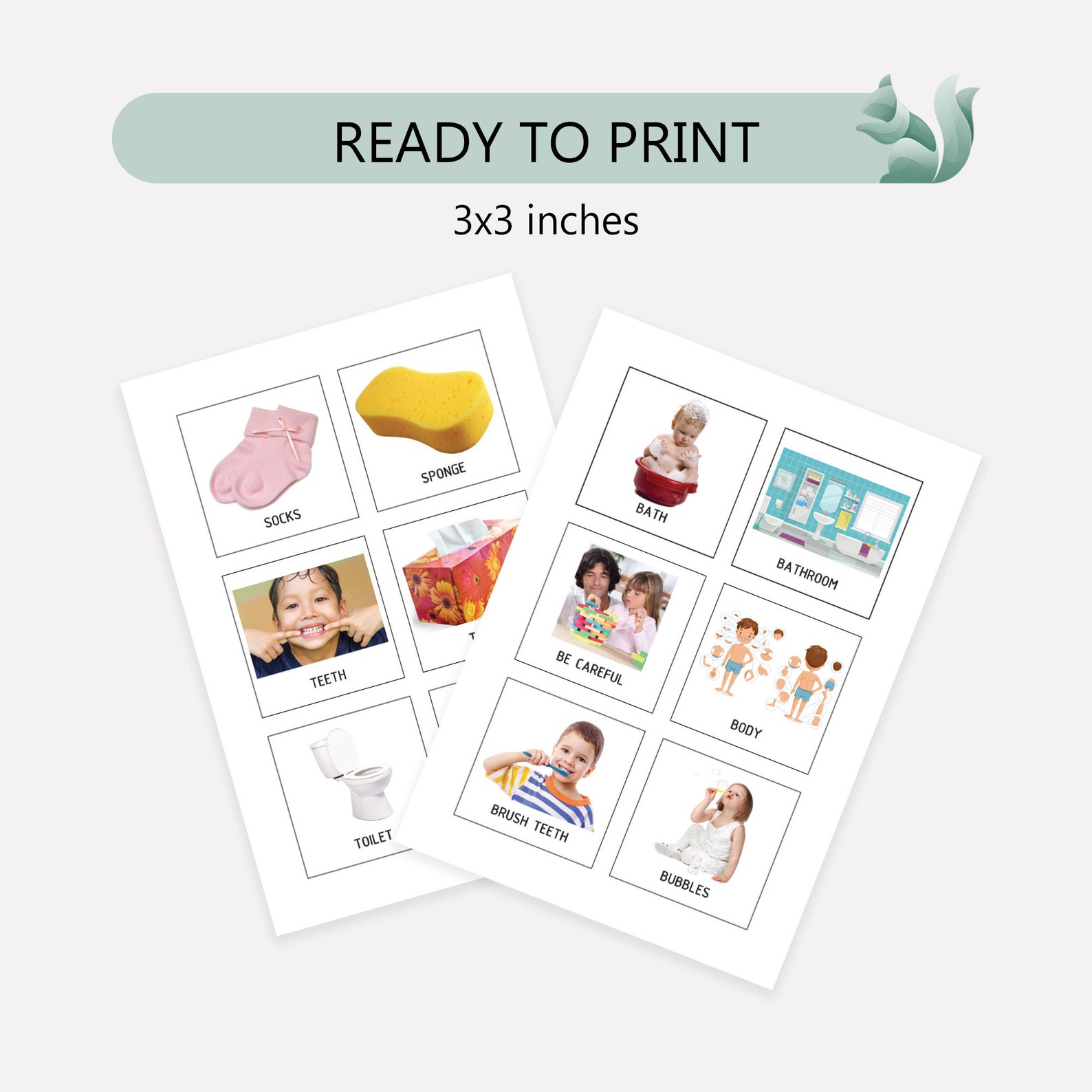 BATHROOM Routines Flahcards With Real Images - 54 Bathroom Flash Cards ...