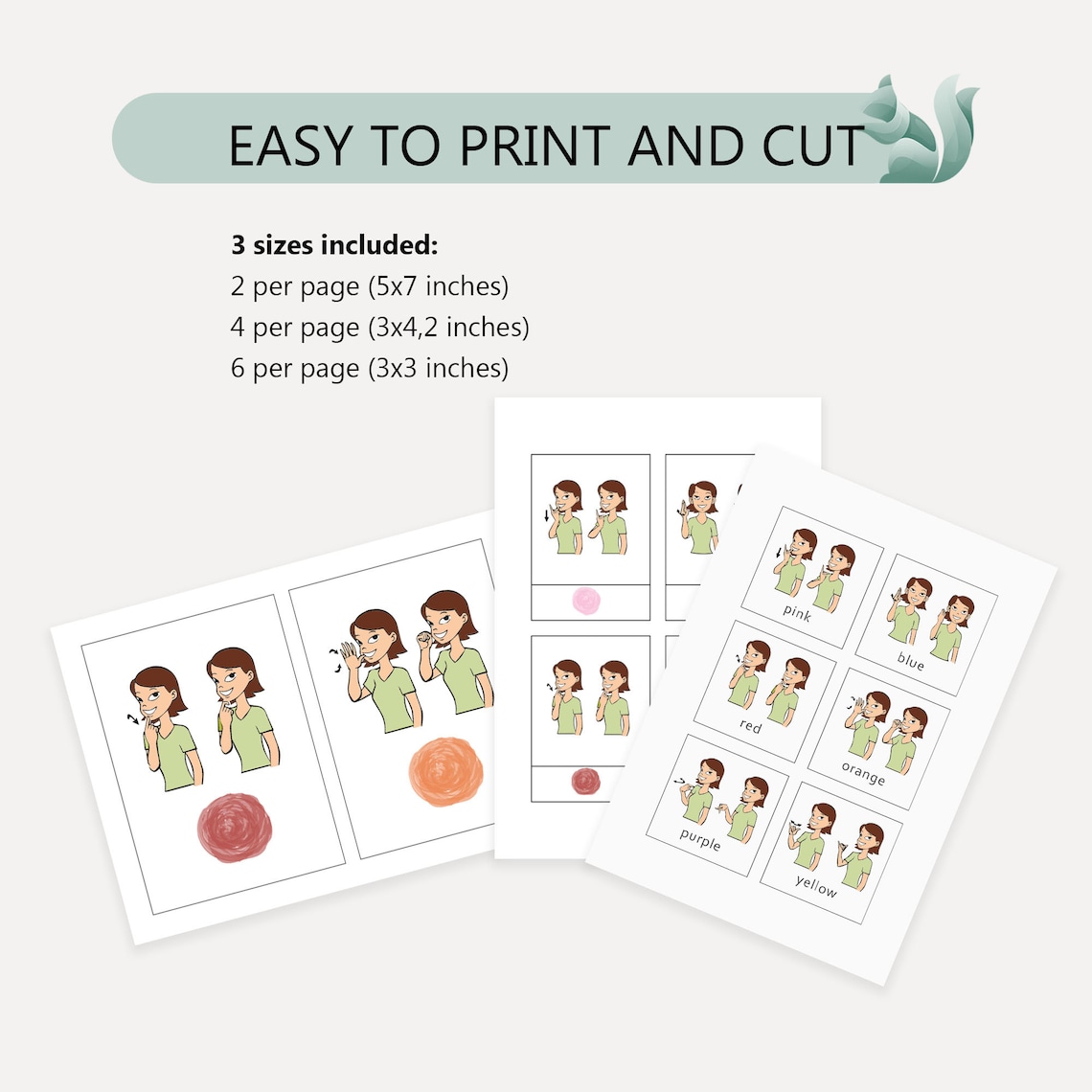 Editable American Sign Language Colours Flashcards for Learning, Catchy ...