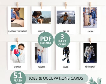 Montessori Occupations Three Part Cards - Etsy
