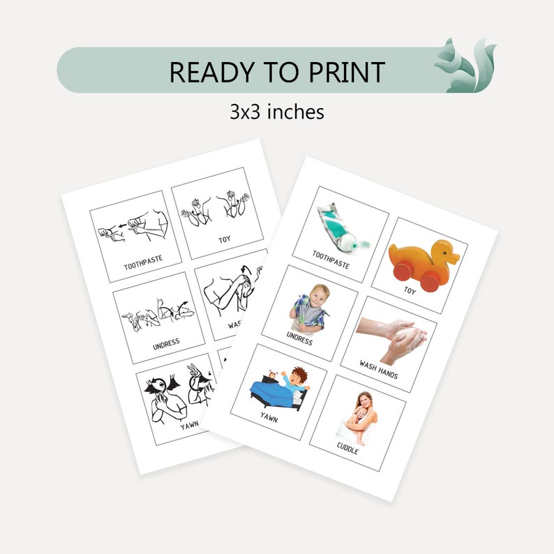 ASL BEDTIME Sign Language Flashcards, American Sign Language Bedtime ...