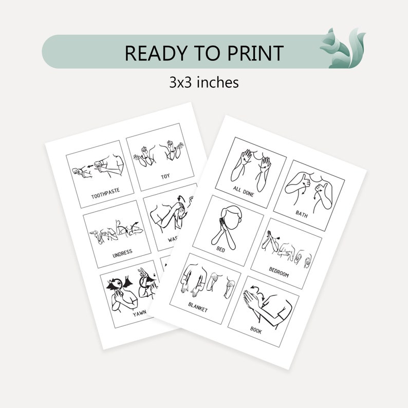 ASL BEDTIME ROUTINES Hand Sıgnals Flashcards, American Sign Language ...