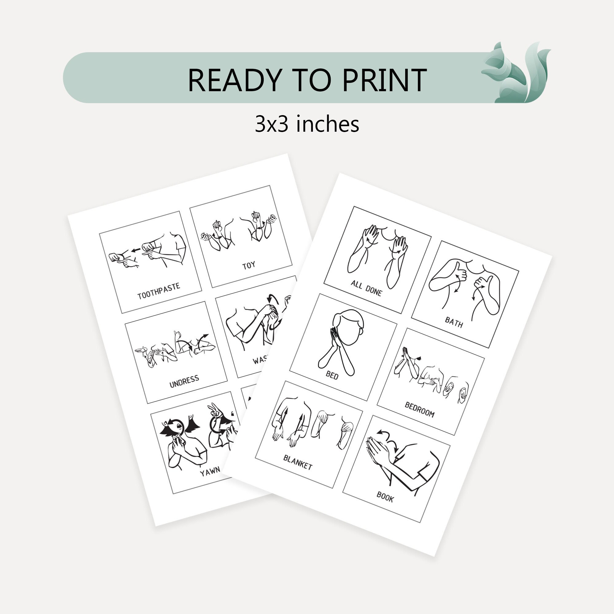 ASL BEDTIME ROUTINES Hand Sıgnals Flashcards, American Sign Language ...