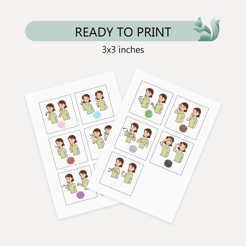 American Sign Language Colors Flashcards, Educational ASL Colors Cards ...