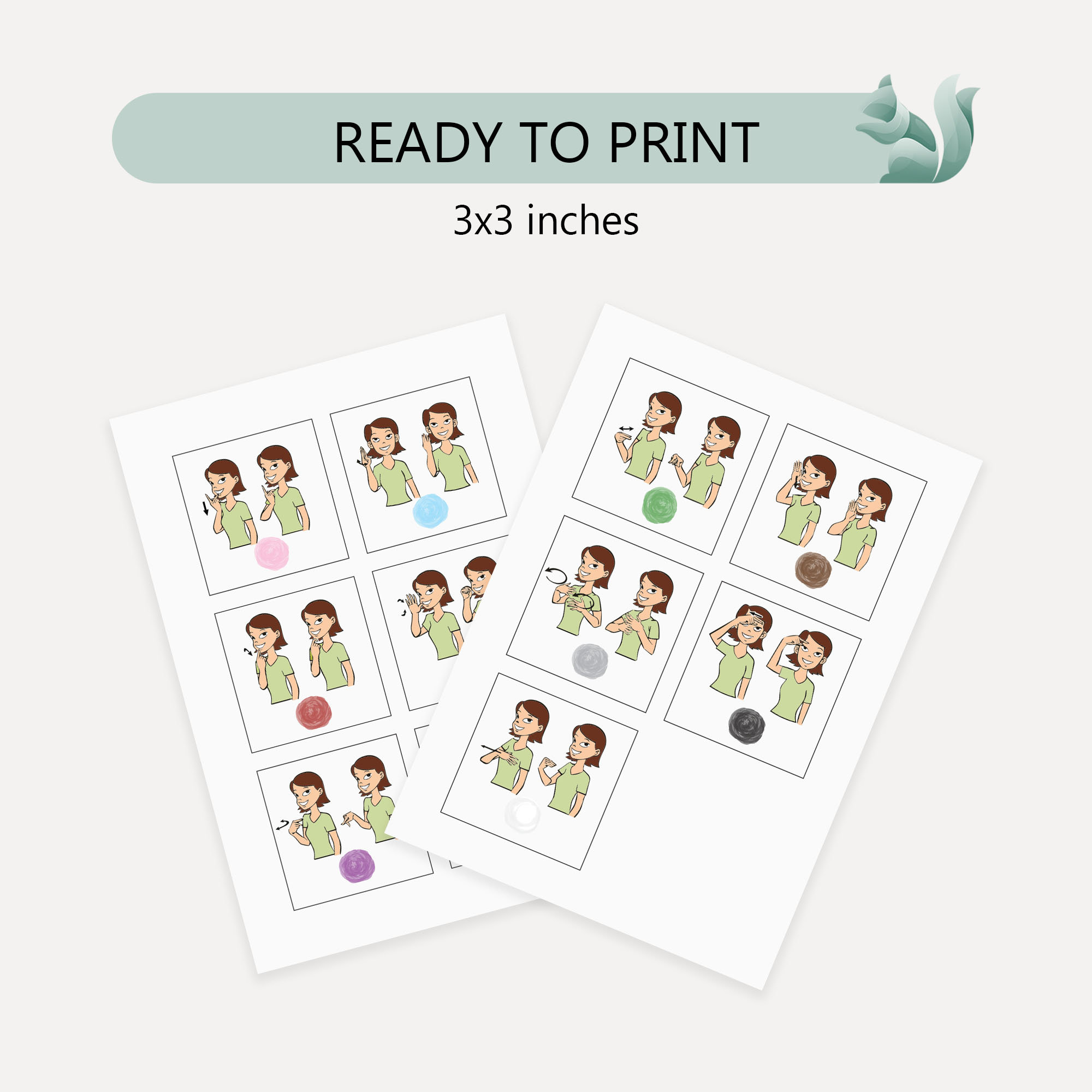 American Sign Language Colors Flashcards, Educational ASL Colors Cards ...