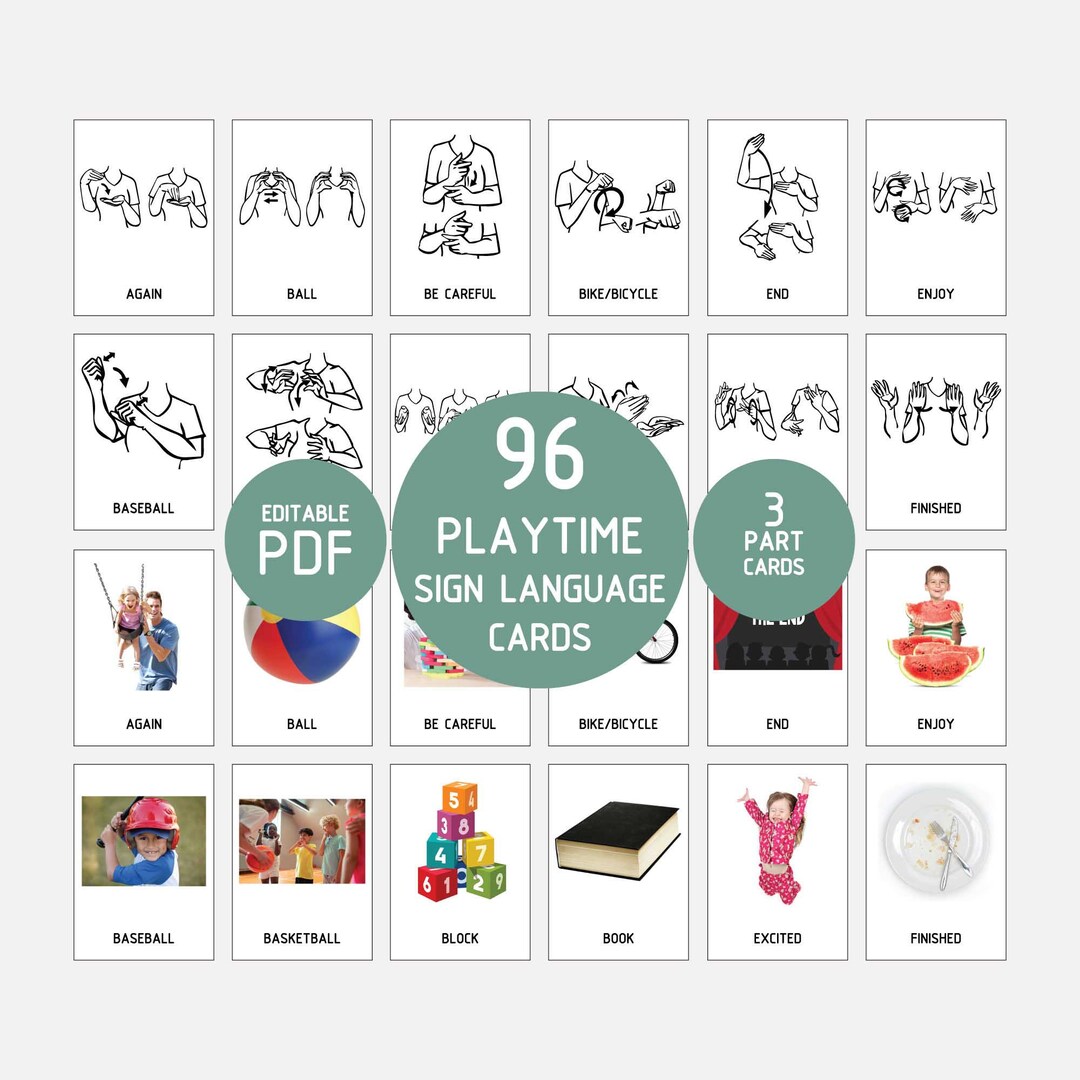PLAYTIME Sign Language Flash Cards, American Sign Language Playtime ...