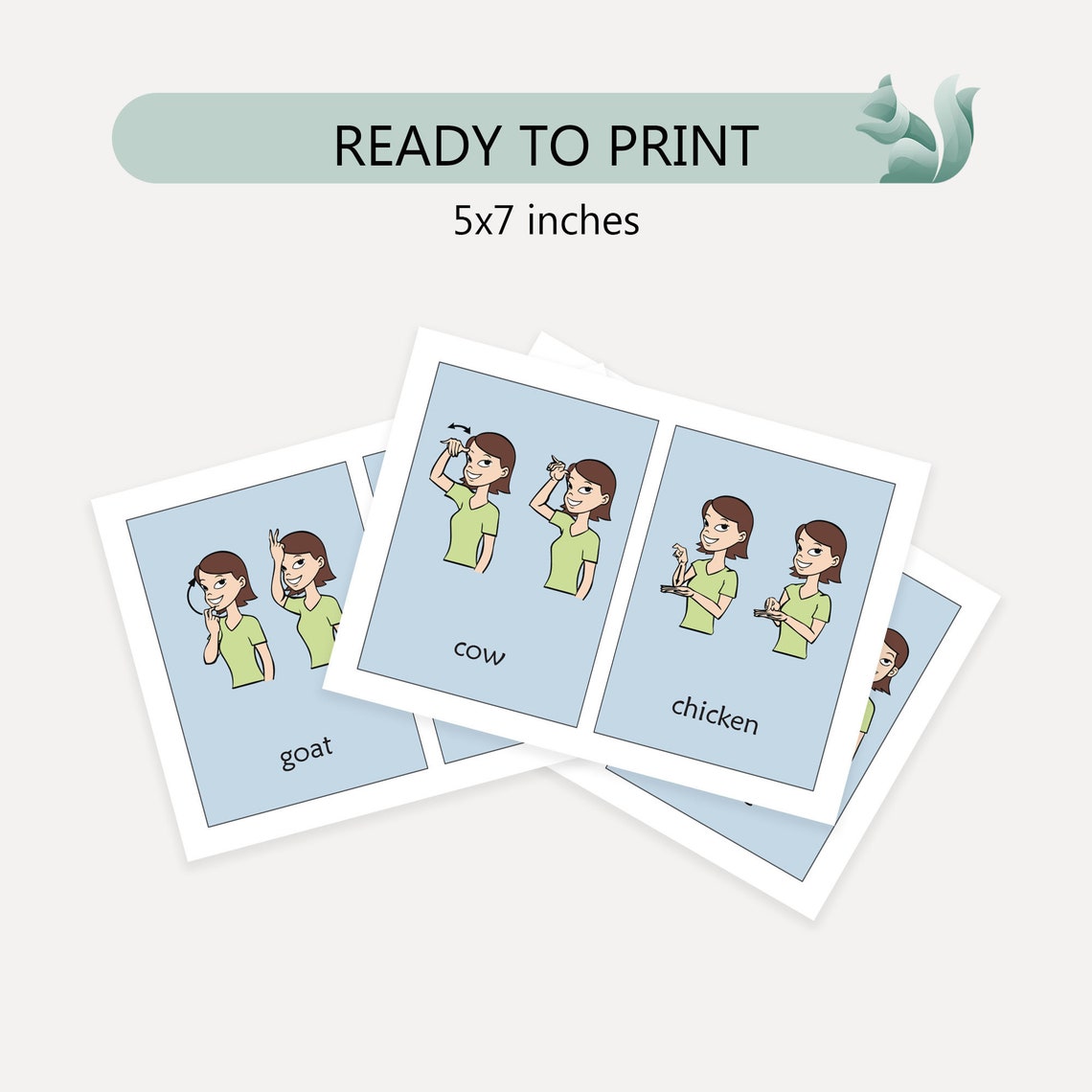 Domestic Animals Sign Language Flashcards, American Sign Language Farm ...