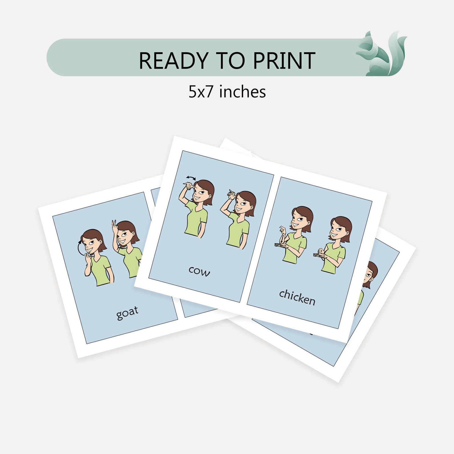 Domestic Animals Sign Language Flashcards, American Sign Language Farm ...