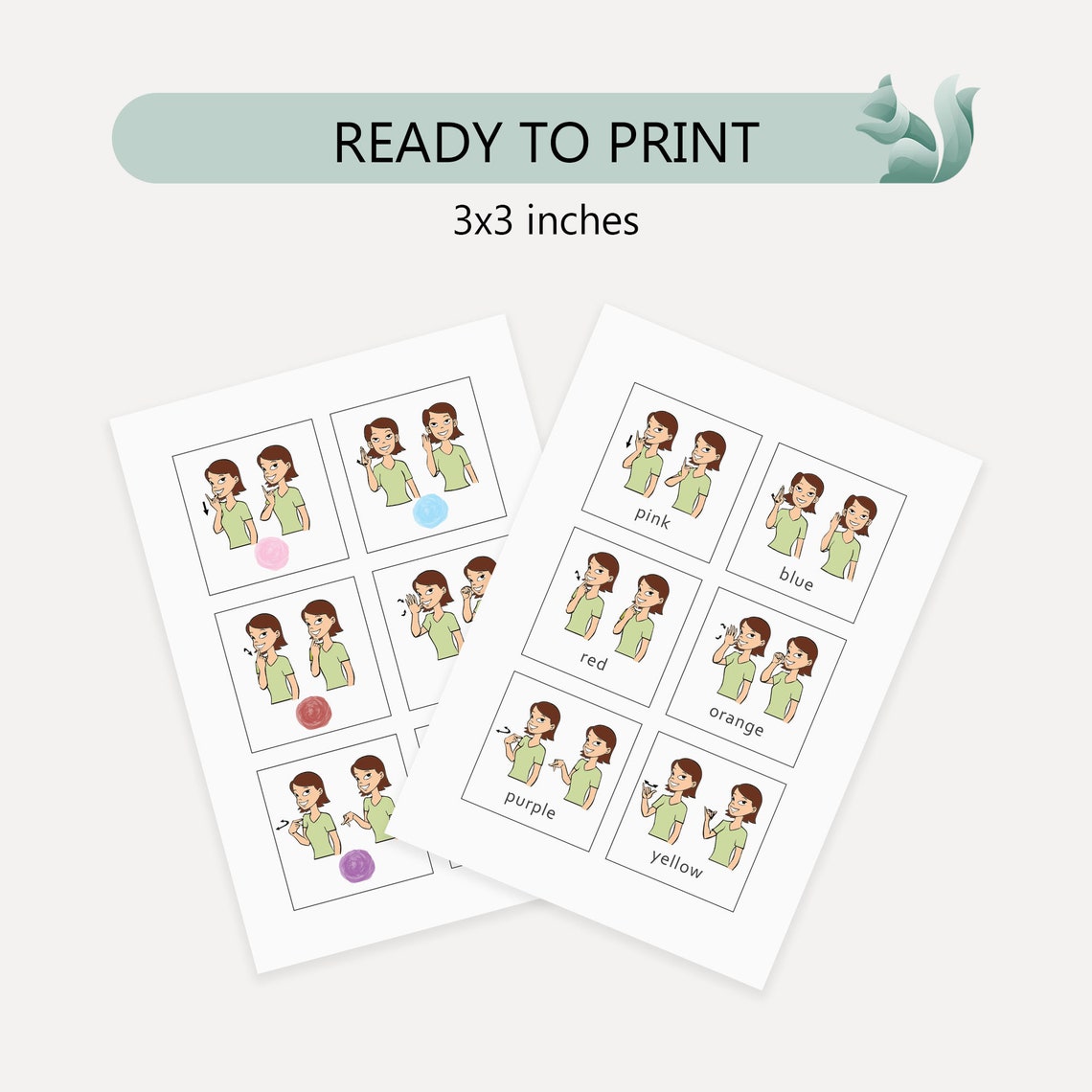 Editable American Sign Language Colours Flashcards for Learning, Catchy ...