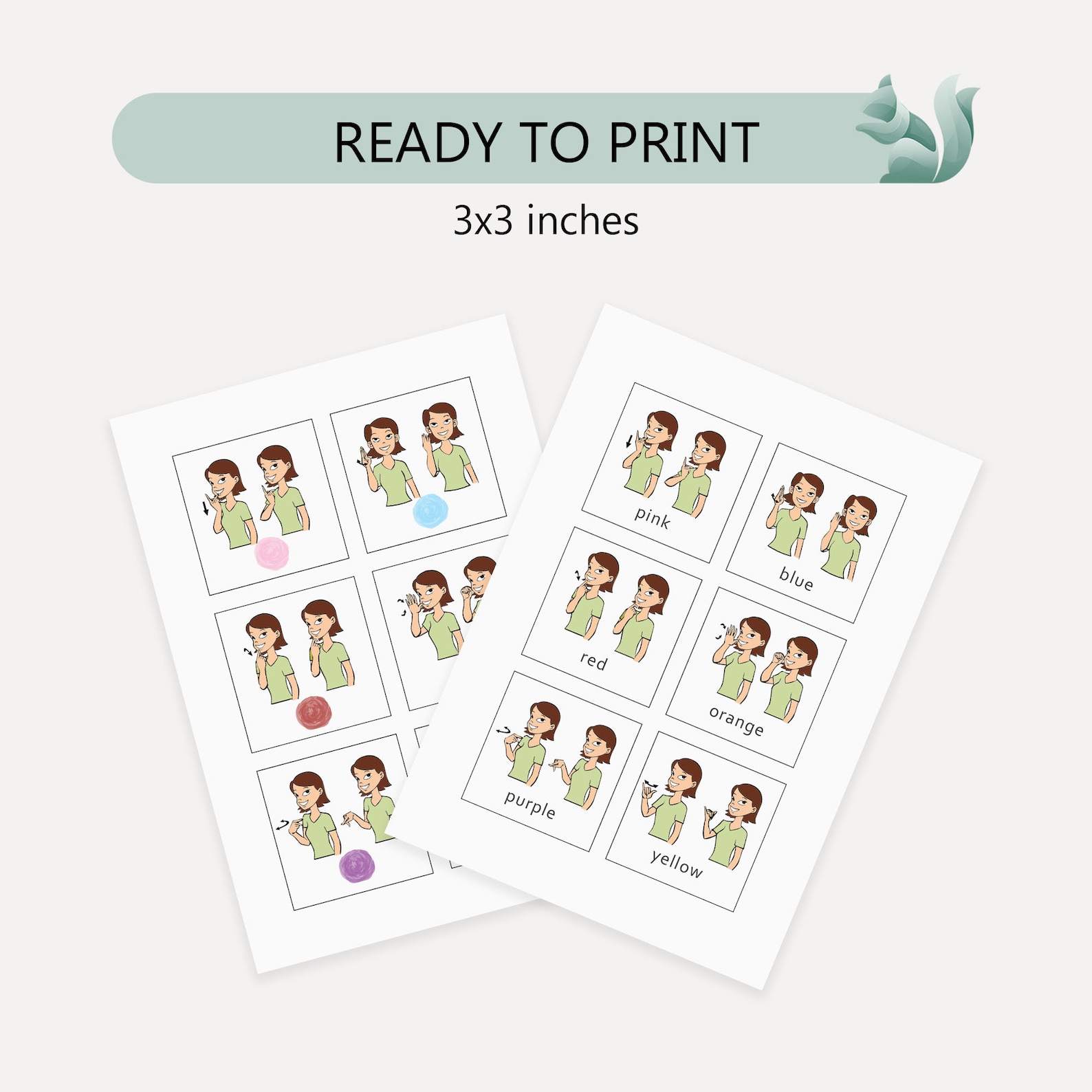 Editable American Sign Language Colours Flashcards for Learning, Catchy ...