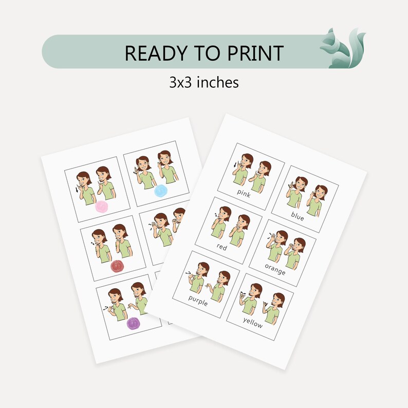 Editable American Sign Language Colours Flashcards for Learning, Catchy ...