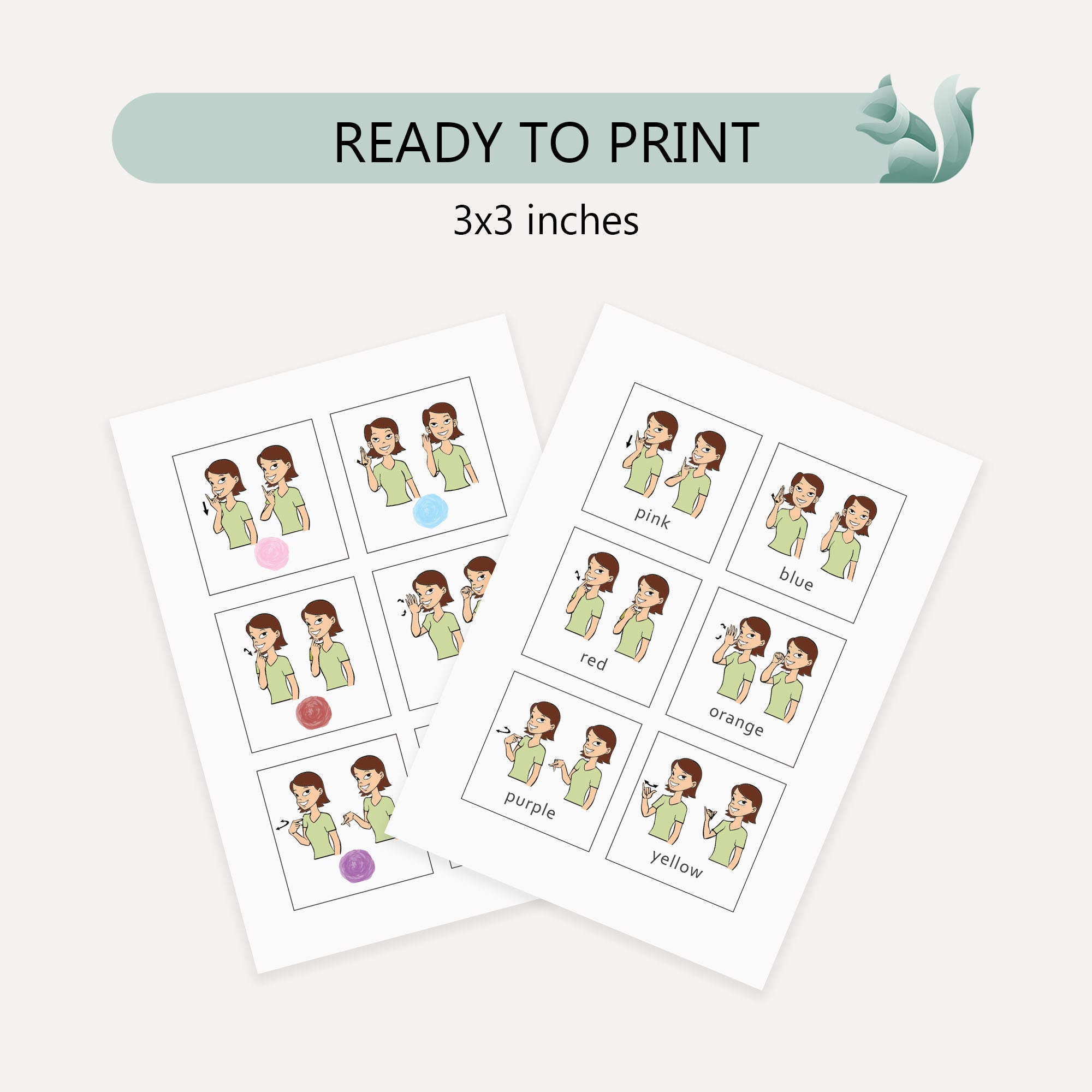 Editable American Sign Language Colours Flashcards for Learning, Catchy ...