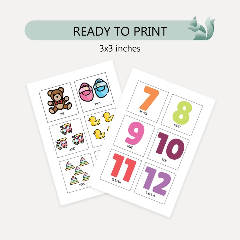 NUMBERS & COUNTING Flahcards -30 Editable Math Flash Cards Set, 3 Part ...