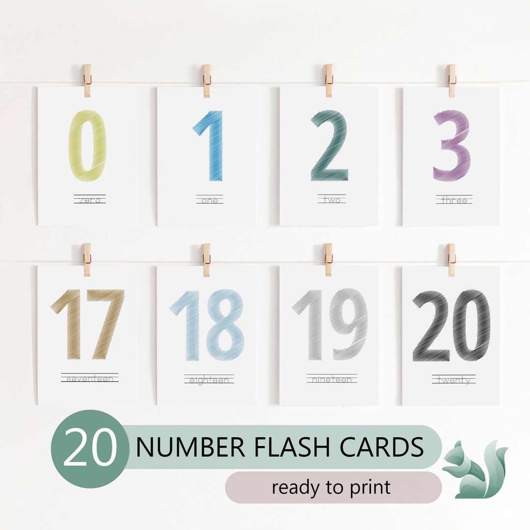 NUMBERS Flash Cards, Preschool Counting Flash Cards, Count and Clip ...