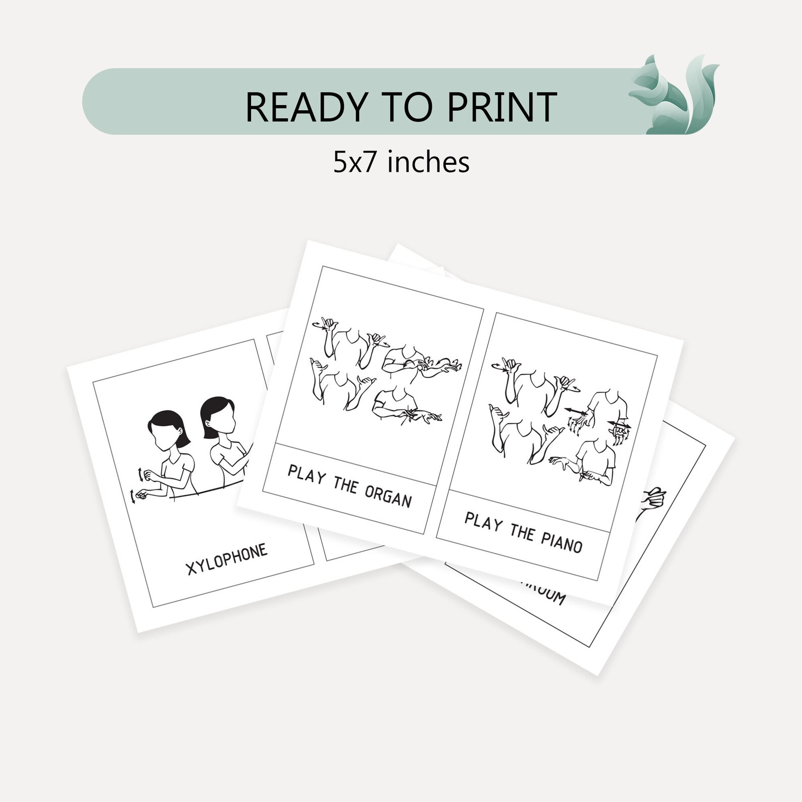 ASL Music Instrument Flashcards, Sign Language Chart (digital Download ...