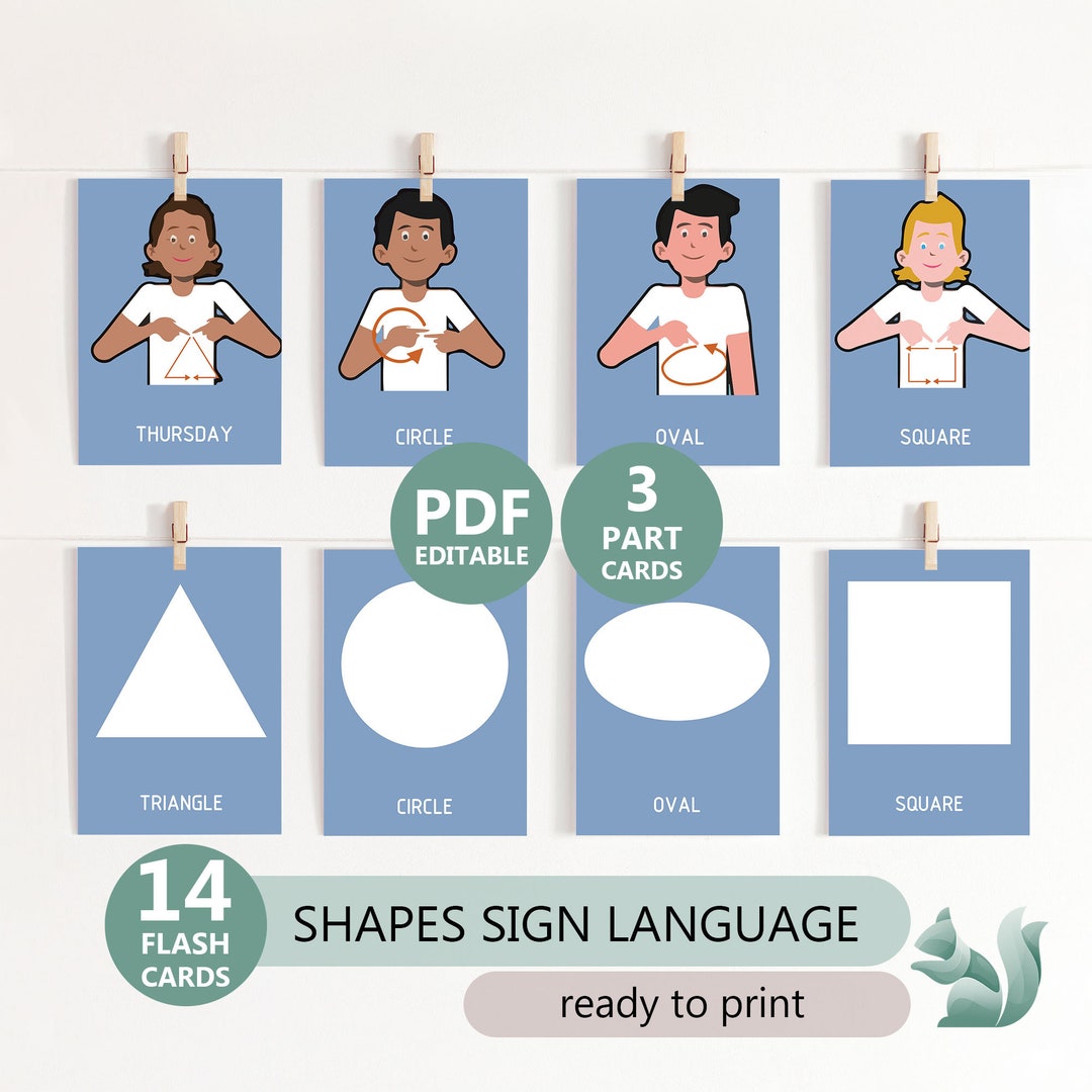 ASL SHAPES Flash Cards, American Sign Language 14 Shapes Flashcards ...