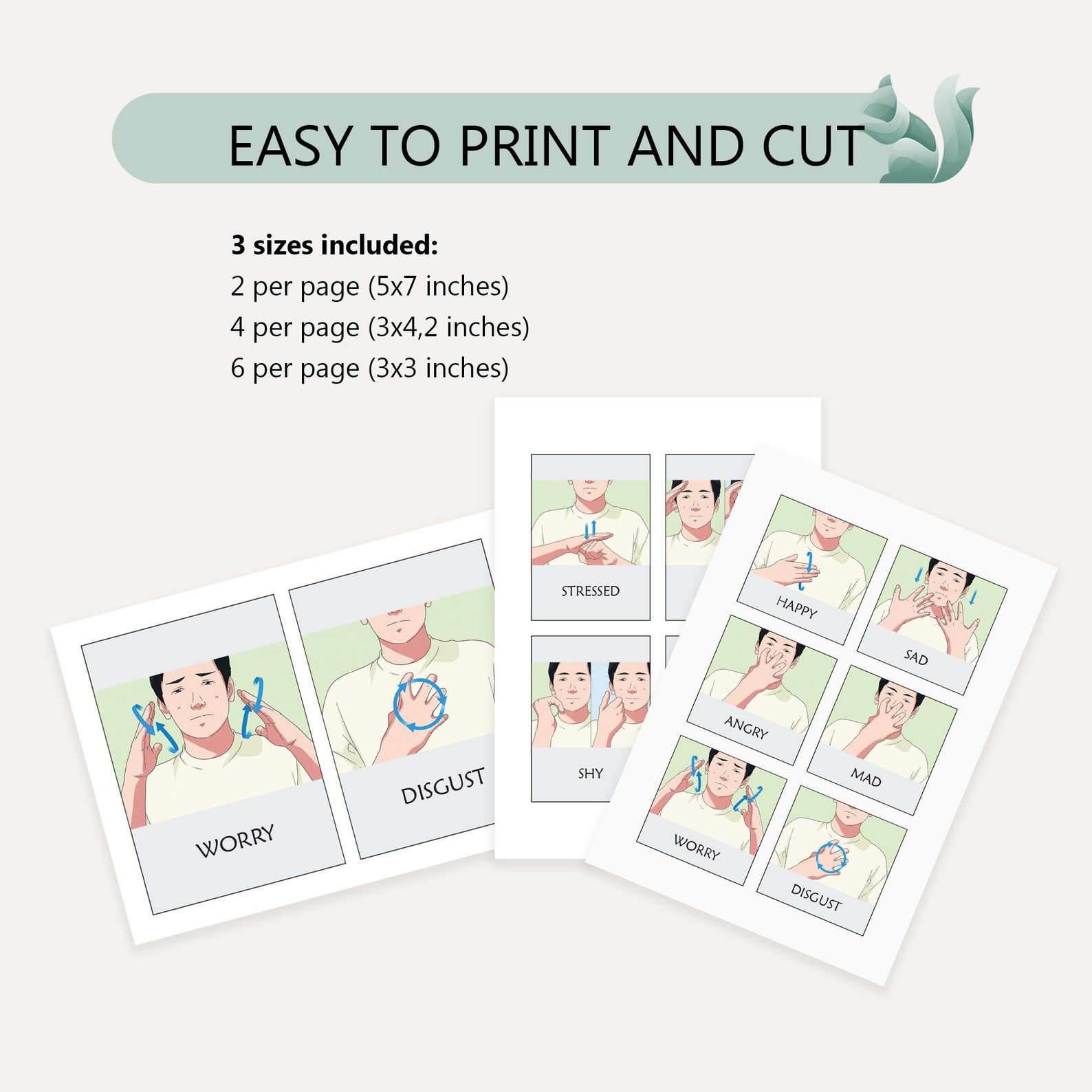 Feelings Flashcards in ASL, American Sign Language Emotions Cards ...