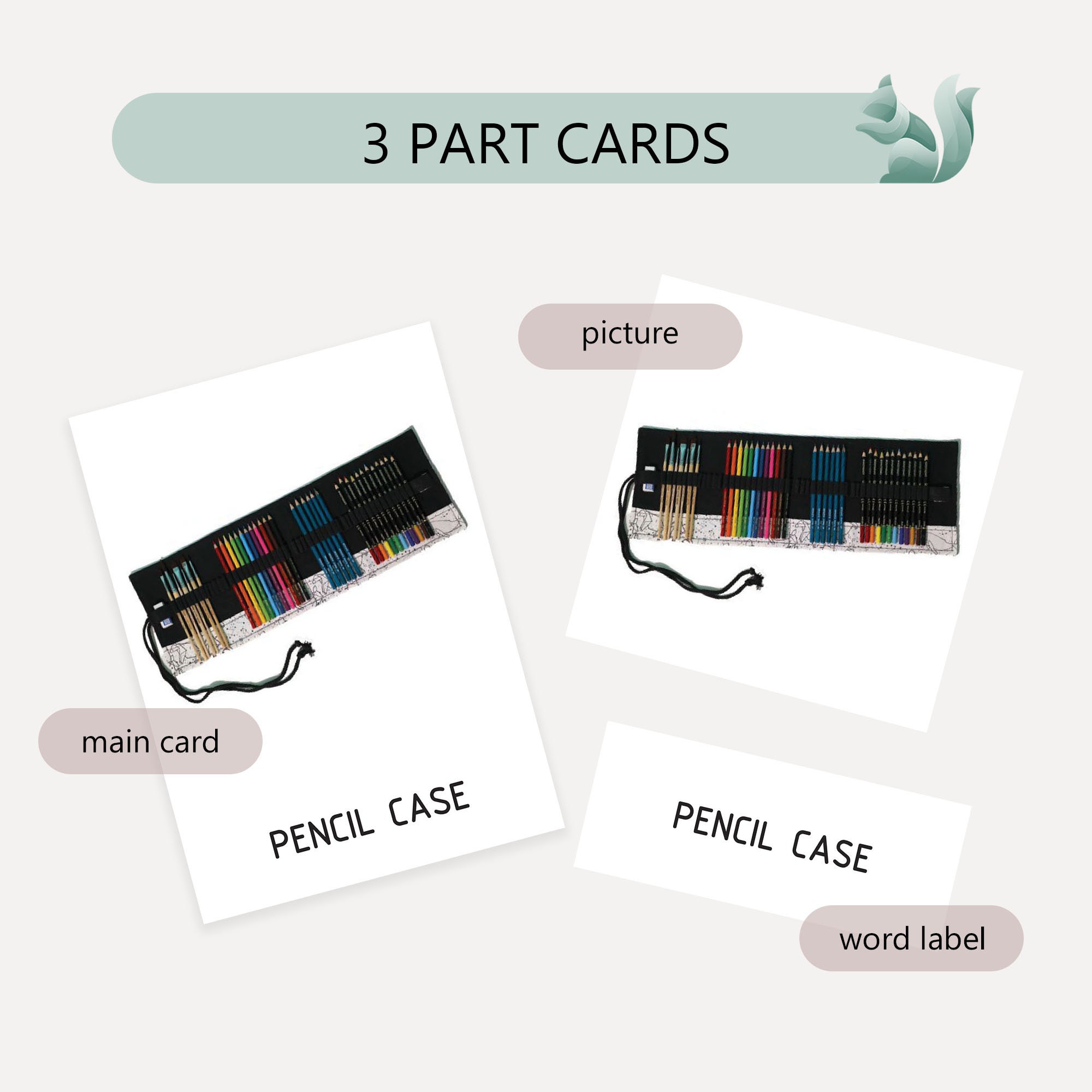CLASSROOM OBJECTS Flahcards, School Flash Cards, Three Part Cards ...
