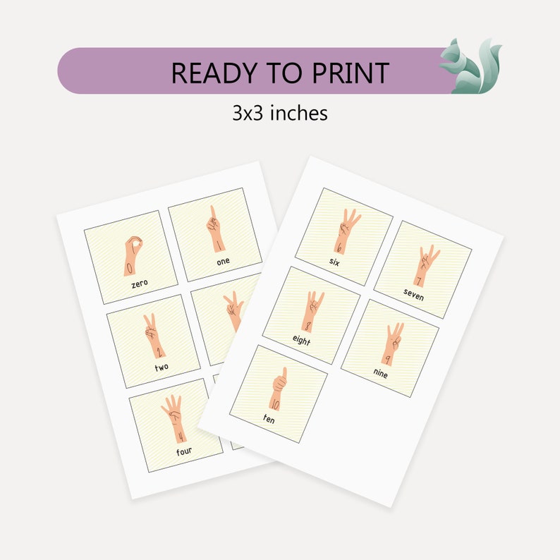 American Sign Language Numbers Flashcards 0-10 for Special Education ...