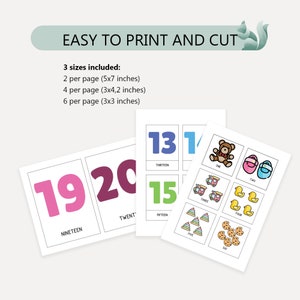 NUMBERS & COUNTING Flahcards -30 Editable Math Flash Cards Set, 3 Part ...