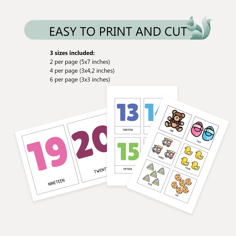 NUMBERS & COUNTING Flahcards -30 Editable Math Flash Cards Set, 3 Part ...